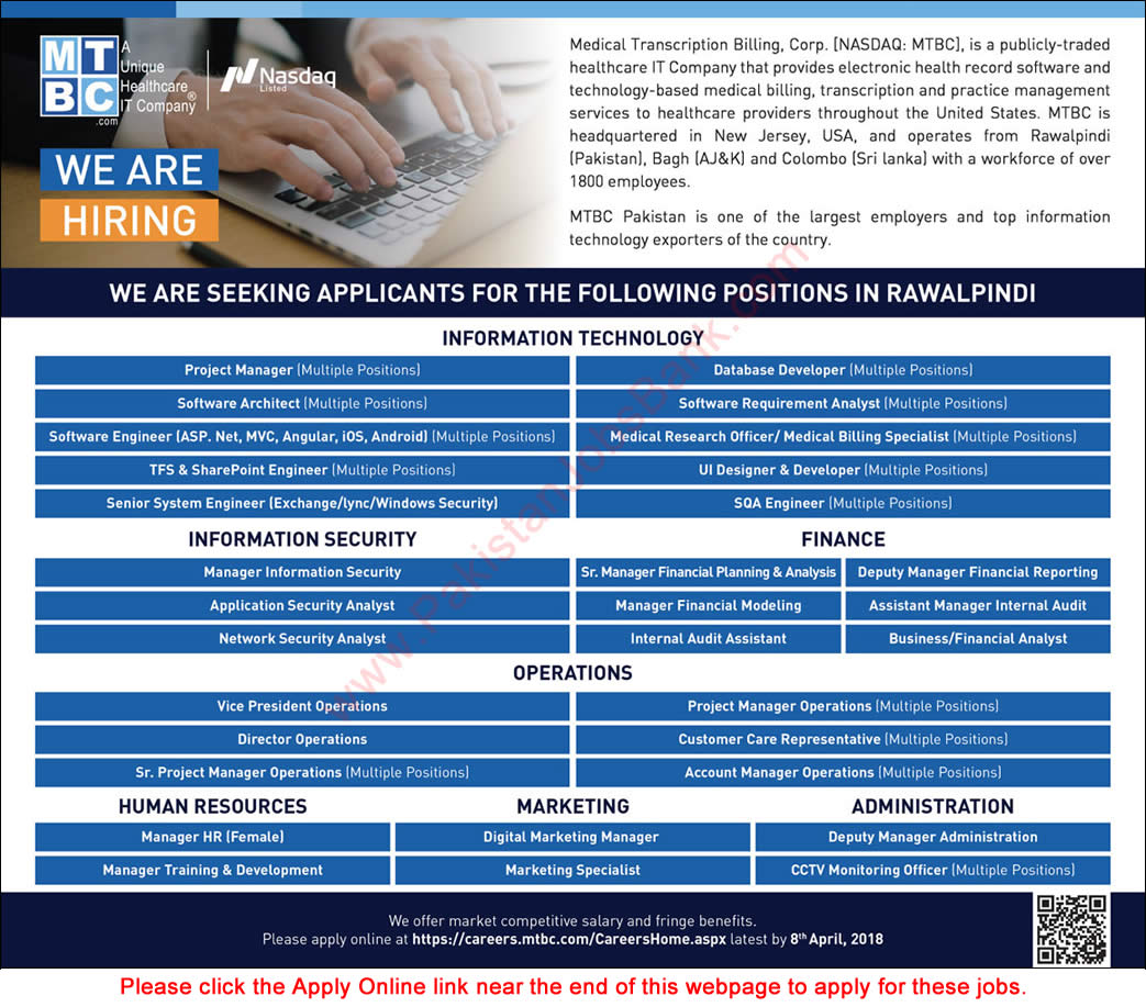 MTBC Pakistan Jobs 2018 March Rawalpindi Apply Online Software Engineers, Managers & Others ...